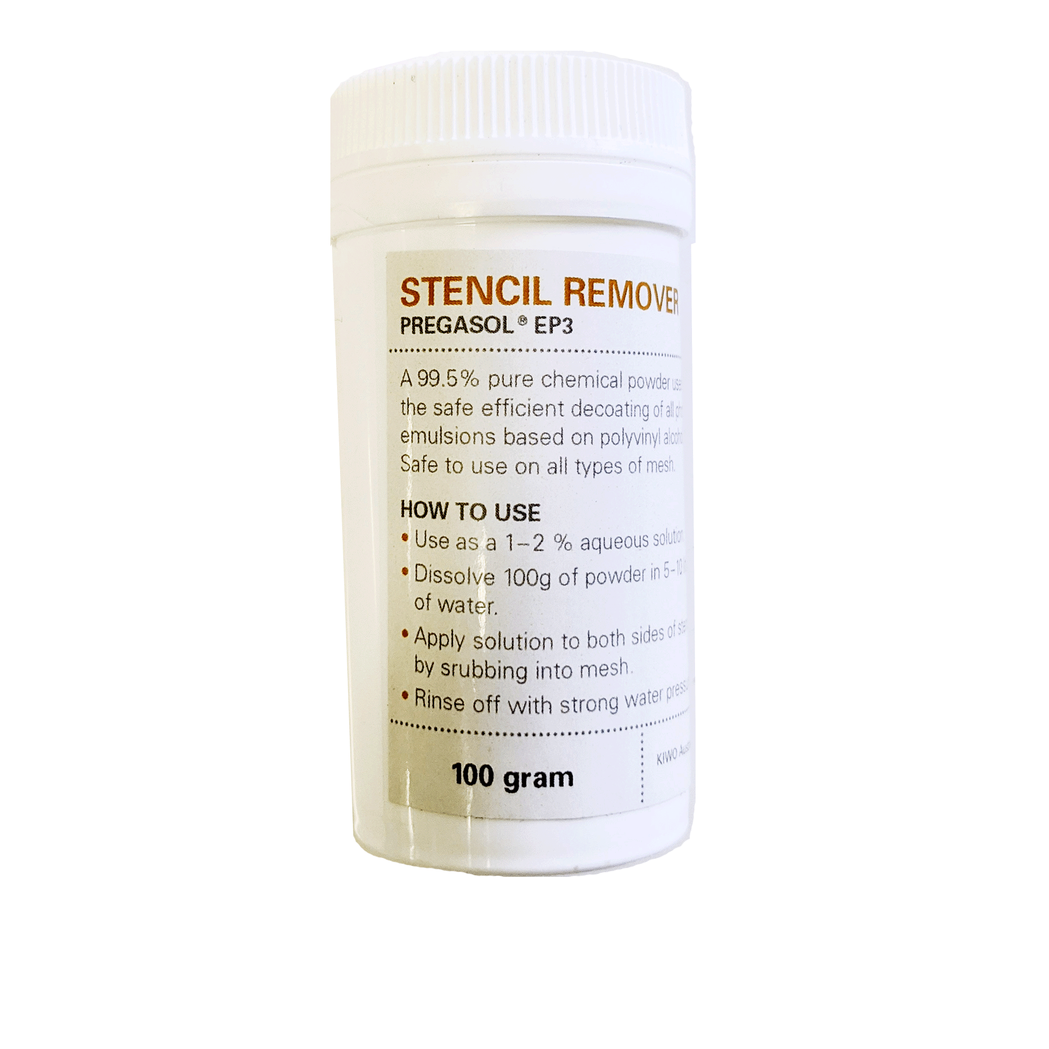 KIWO Stencil Remover Powder / Screen stripper 100 gram concentrate ...
